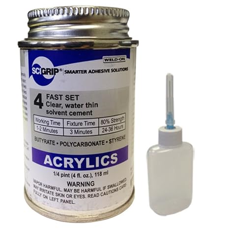 Weldon 4 Acrylic Adhesive 4 Oz and Applicator Bottle with Needle ...