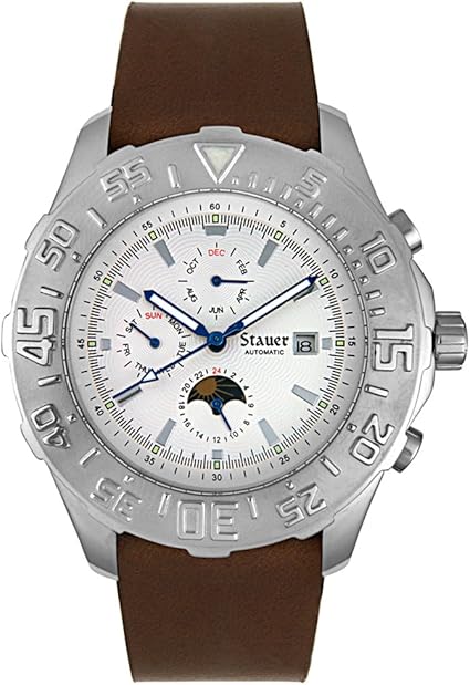 Stauer Men's P14624A Automatic Brown Leather Watch: Amazon.co.uk: Watches