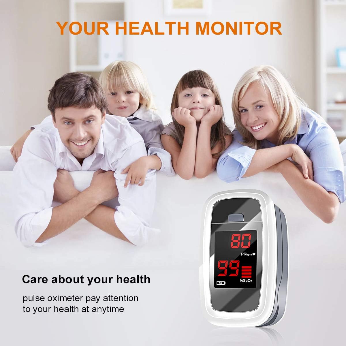 Pulse Oximeter, Oxygen Monitor, Finger Heart Rate Monitor, Blood Oxygen ...