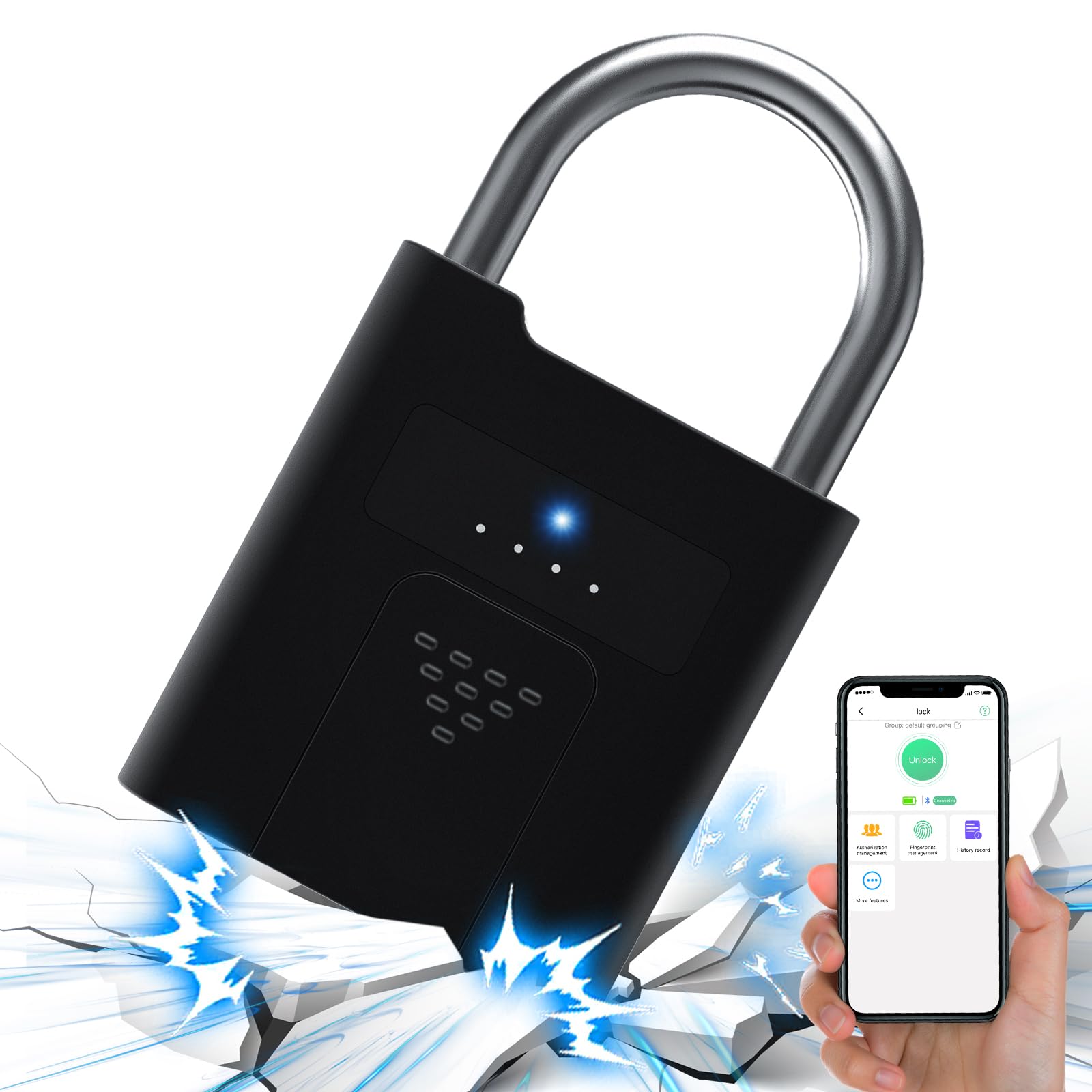 Mua Fingerprint Padlock with Key, Heavy Duty Smart Padlock with APP ...