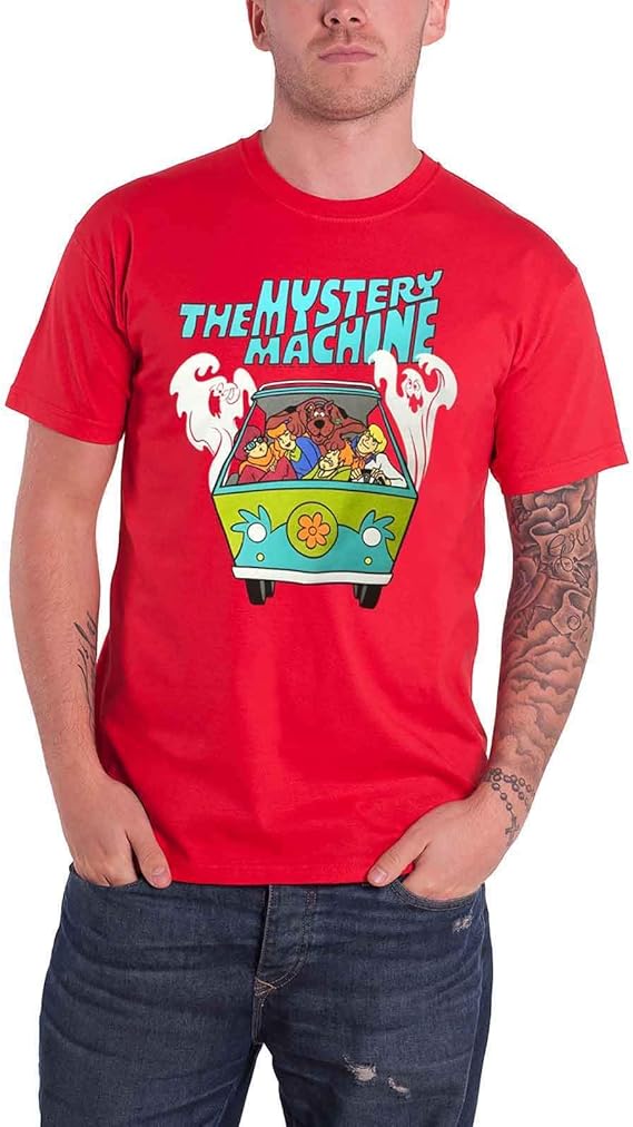 T-Shirt Mystery Machine Logo Official Mens Red: Amazon.co.uk: Clothing