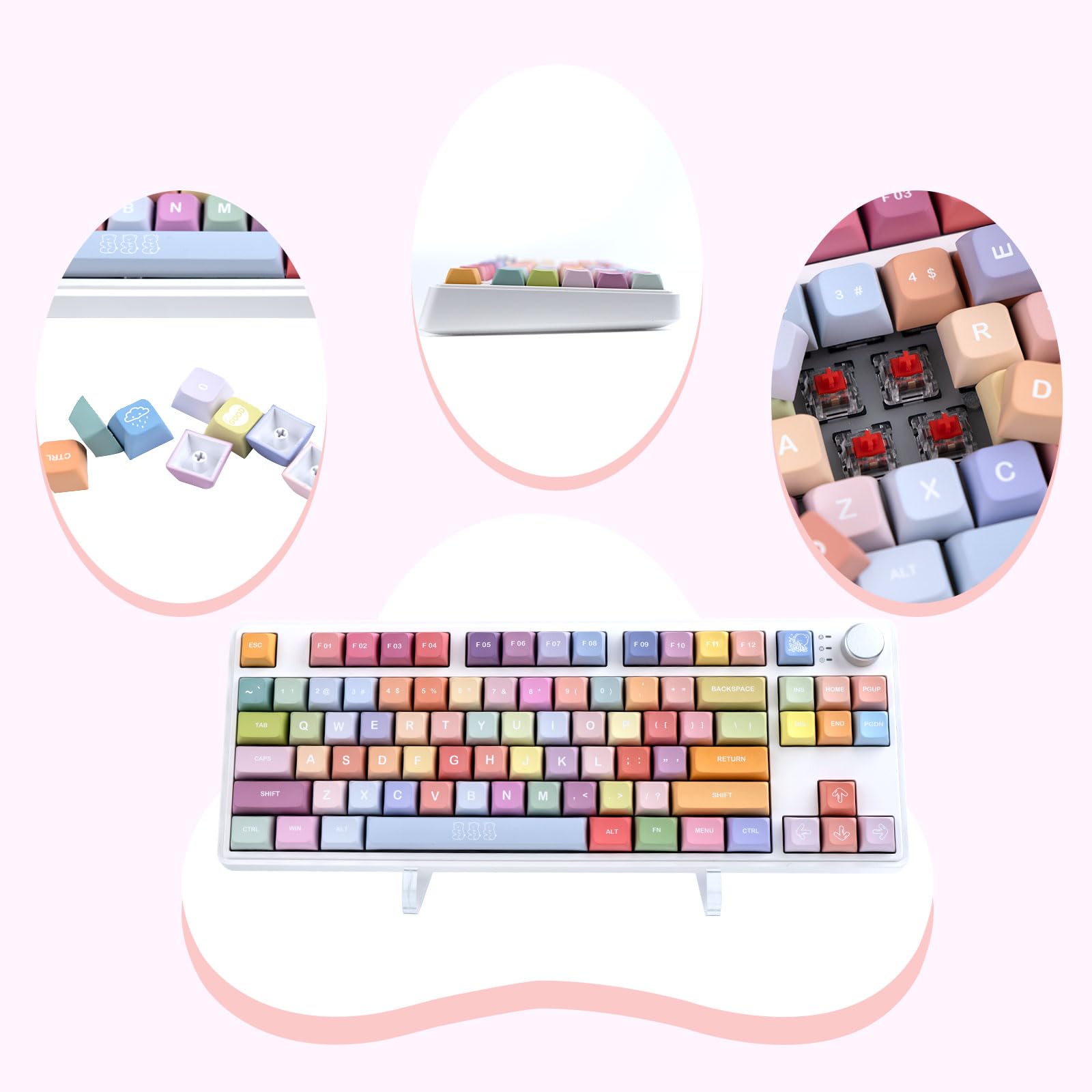 Mua Custom Keycaps, 133 Keys Candy Bear Cute Keycaps, Dye Sublimation ...