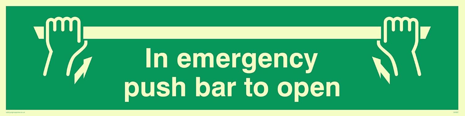 Viking Signs SA397-L61-P”In Emergency Push Bar To Open” Sign, Semi ...