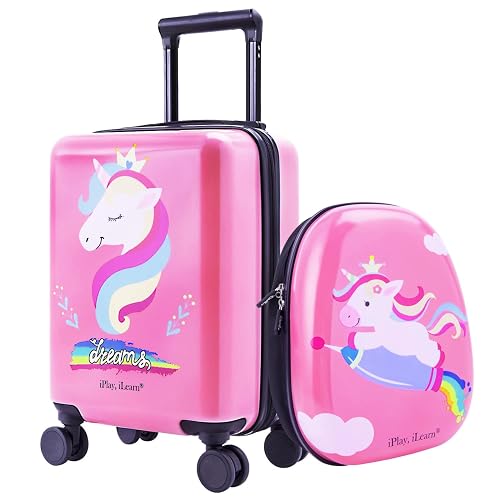 iPlay, iLearn Unicorn Kids Luggage, Girls Carry on Suitcase, 18 ...