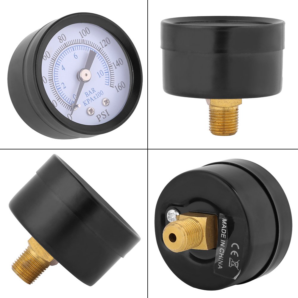 40mm Dia 0-160psi 0-10bar Dual Scale Pneumatic & Hydraulic All Purpose ...