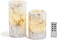 Amazon.com: Large Flameless Candles Marble Wax - Set of Two - LED ...