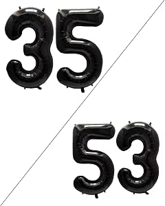 Amazon.com: AULE 40 Inch Large 35 Balloon Numbers Black, Big Foil ...