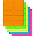 Amazon.com : Assorted Fluorescent Address Labels | 5 Colors - Green ...