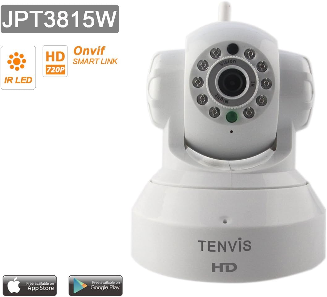 Tenvis JPT3815W Caméra de surveillance HD 1280x720p H264 IP Wifi sans ...