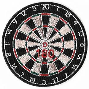 Darts Embroidered Iron on Patch / Dart Board 180 Bullyseye Badge Applique Costume Fancy Dress ...