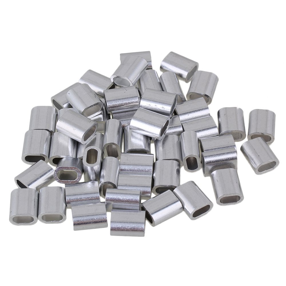 Buy Glvanc, 200Pcs 4mm Oval Shape Sliver Aluminum Wire Rope Clip ...