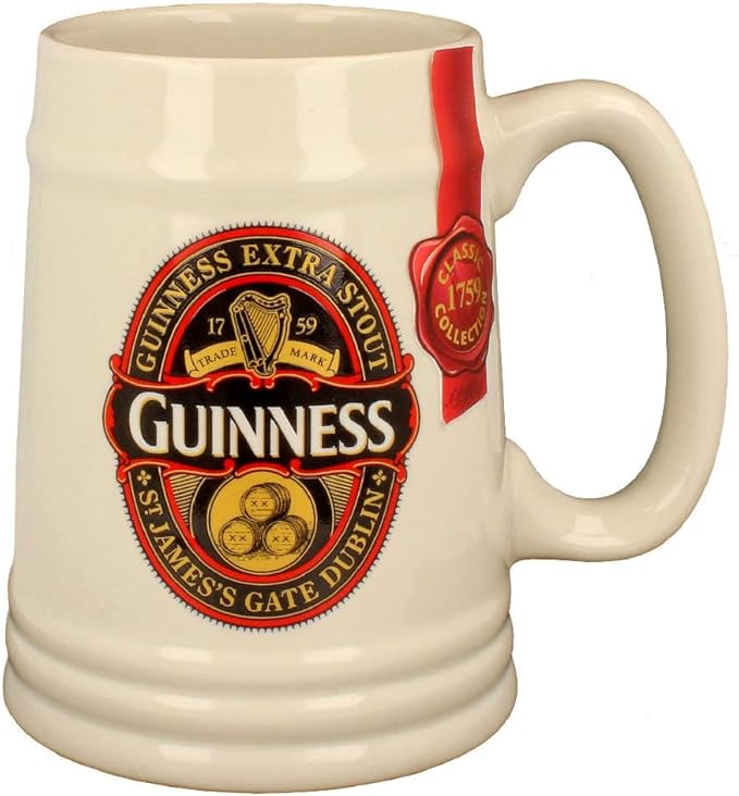 Guinness Ceramic Tankard with Guinness Classic Collection Red Label ...