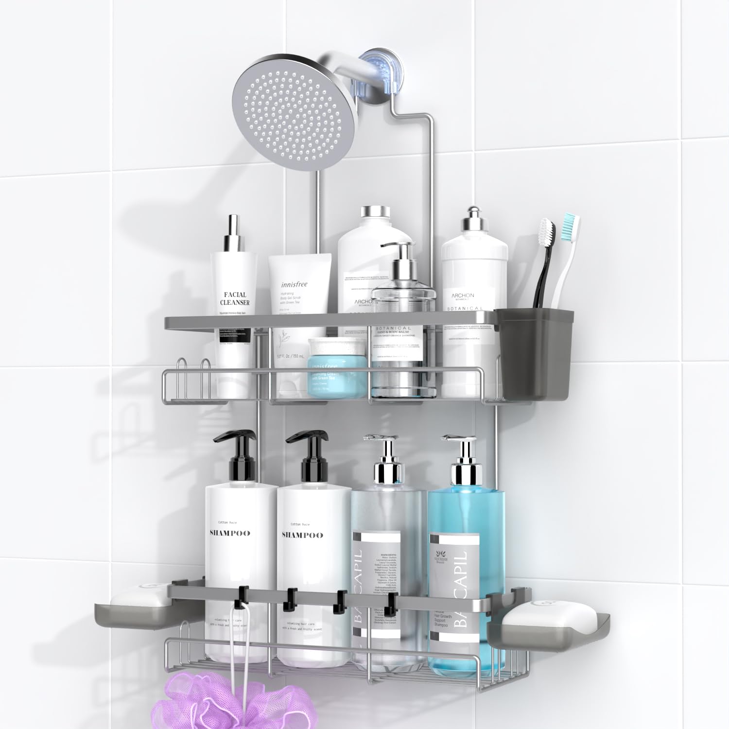 AKTECKE Shower Caddy Hanging Bathroom Organizer: Rustproof Shower Shelf ...