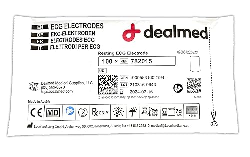 Dealmed Resting ECG Electrodes - Single Use Pads with Self Adhesive ...