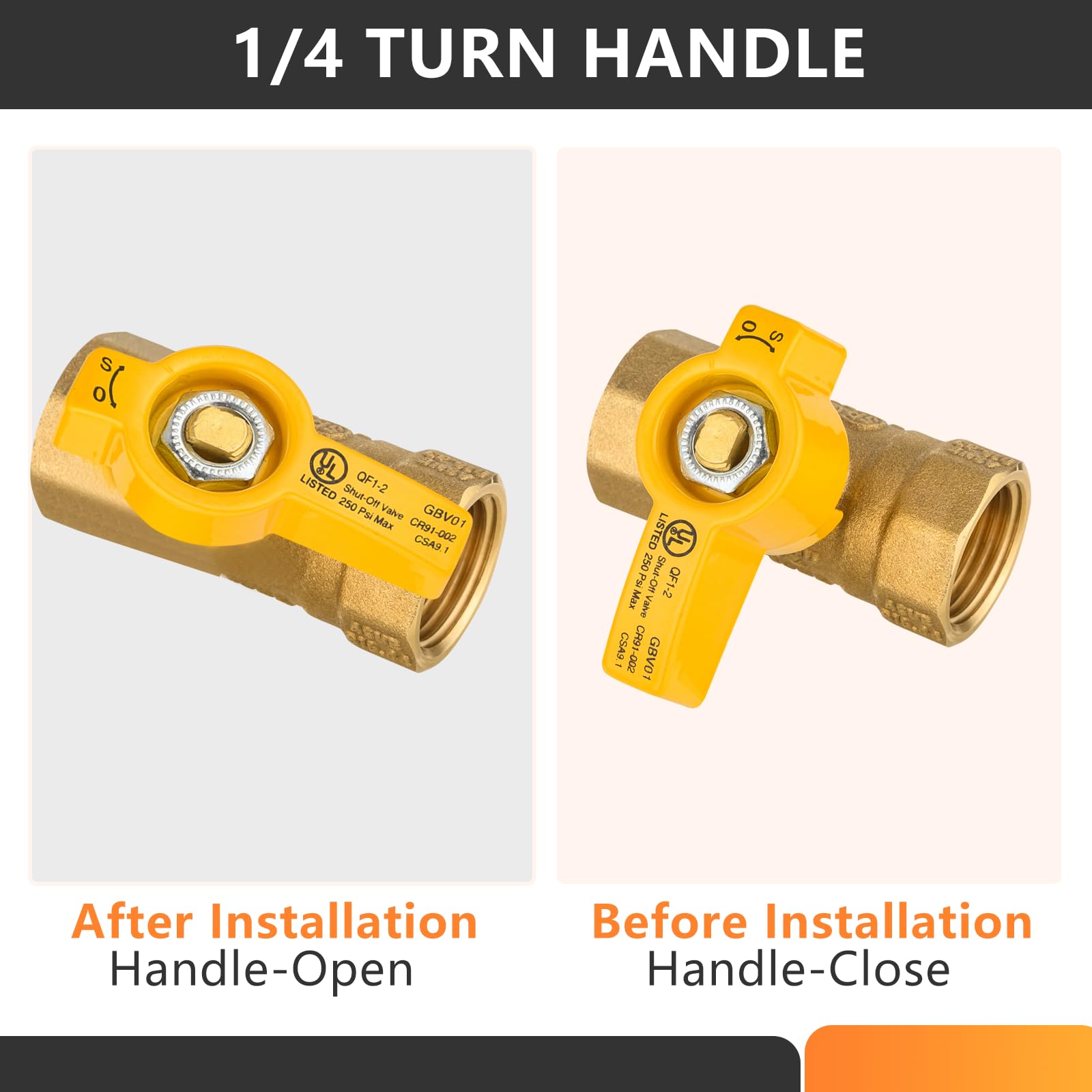 HeSun 20-Pack Straight-Flare Gas Ball Valve,3/4 Inch FIP X 3/4 Inch FIP Connection, 1/4 Turn ...