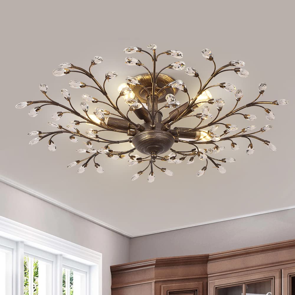 Sedelan 5-Light Branches Crystal Chandeliers, Vintage Crystal Ceiling ...