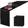 Amazon.com: Luxurytex Black Table Runner 10Pcs Satin Table Runner 12 x ...