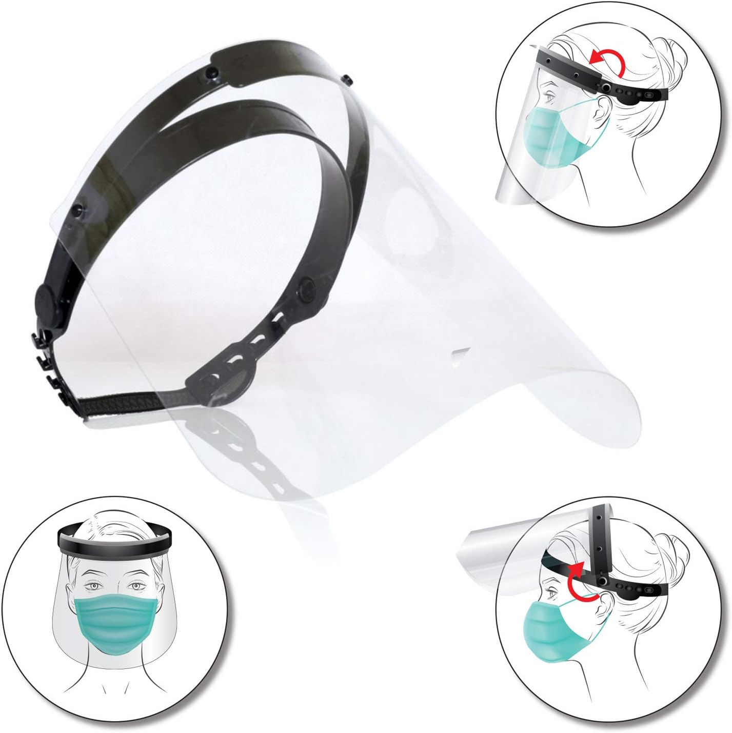 2pcs Safety Visor Face Shield with Liftable Visor, Reusable PVC Shield ...