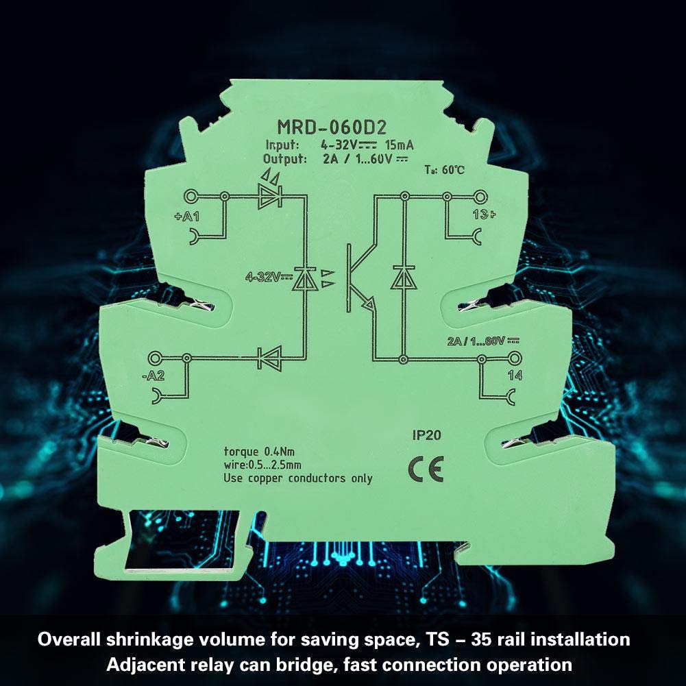 Solid State Relay Module,MRD-060D2 Ultra-Thin 6.2mm Input 4-32VDC for ...