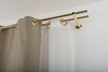 Double Tringle á Rideaux: Ø 20 mm sans Anneaux, L. 200 cm. en Laiton Poli – Complet: Amazon.fr ...