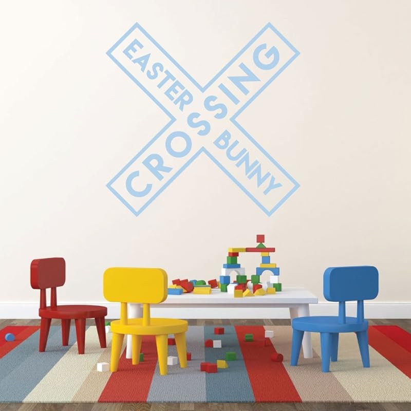 Amazon.com: Easter Bunny Rabbit Crossing Sign, Easter Fun Vinyl Wall ...