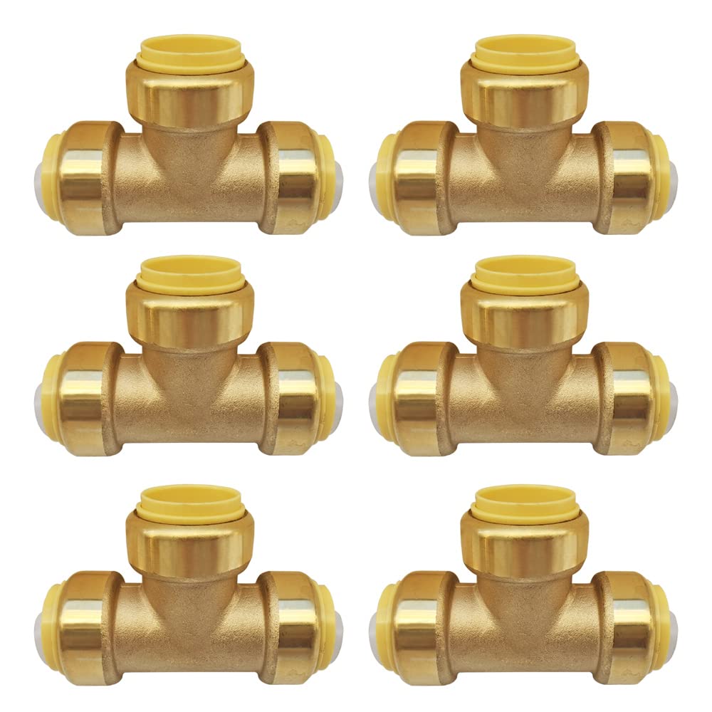 HQMPC 1" Pex Fitting Pex tee 6 Pcs Push Fit Plumbing Tee, Push-to ...