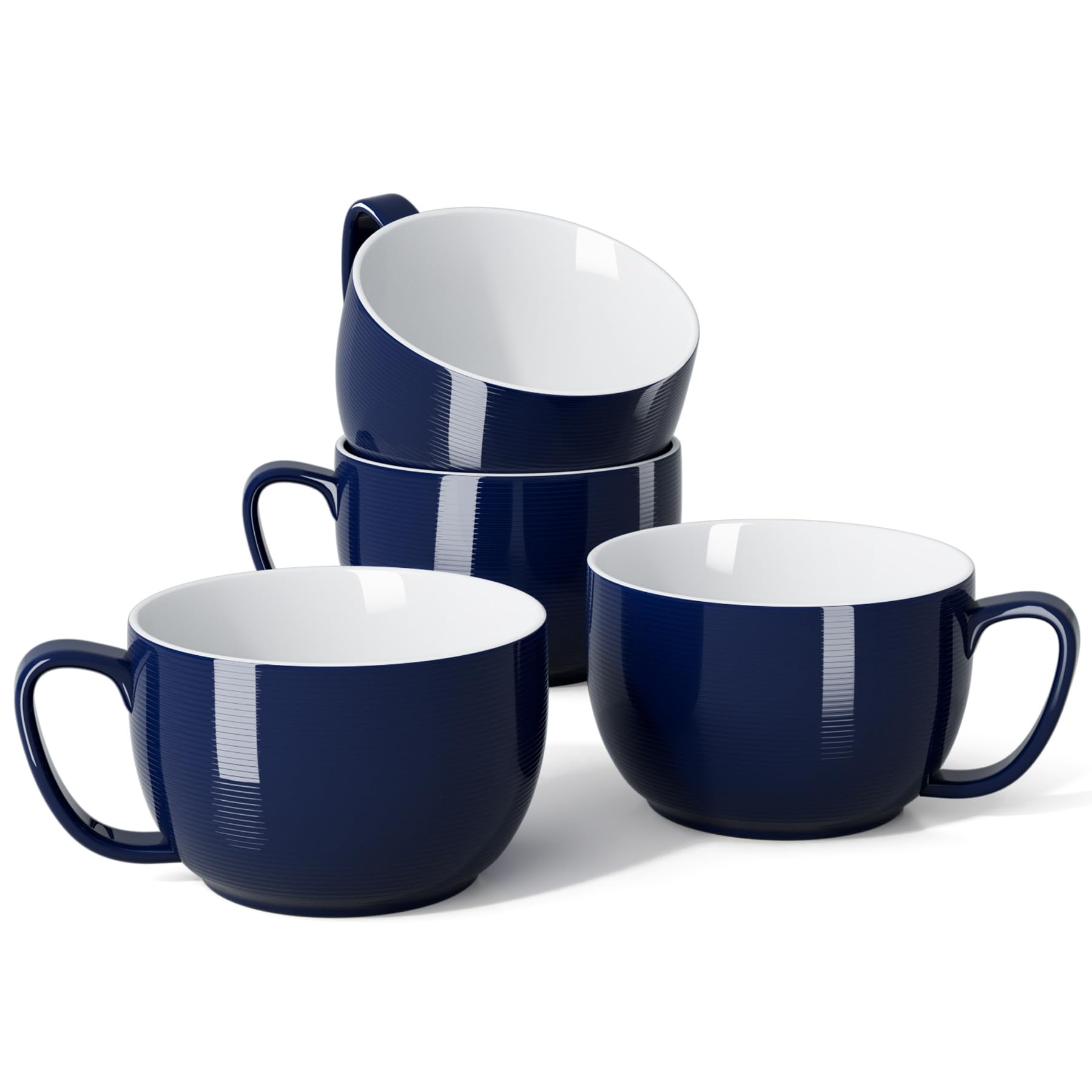 Teocera Porcelain Coffee Mugs, Jumbo Mug, Soup Mugs Bowls with Handle ...