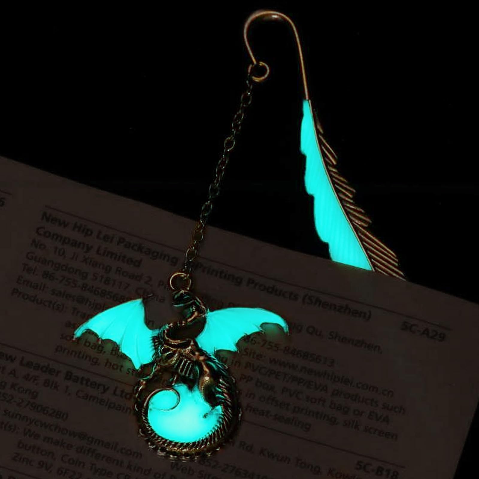 Mua Jeffdad Feather Dragon Bookmark, Metal Bookmark Glow in The Dark ...