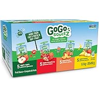 GoGo squeeZ Fruit Sauce Variety Pack, Apple, Grape, Berry, No Sugar Added. 90g per pouch, Pack ...