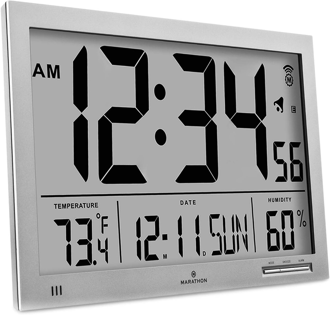 Marathon Super Jumbo Digital Atomic Wall Clock Gray 15 5 Amazon co 