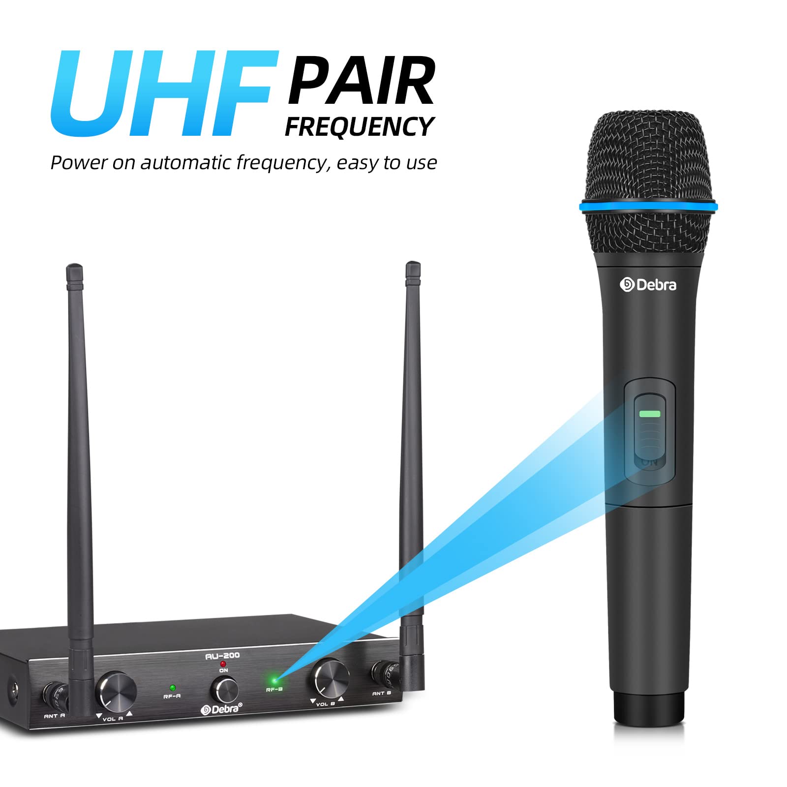 Mua D Debra Audio AU200 Pro UHF 2 Channel Wireless Microphone System with Cordless Handheld ...