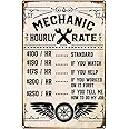 Amazon.com: Mechanic Hourly Rate Metal Sign Mechanic Shop Tin Signs ...