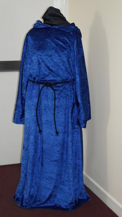 60" Length BLUE Crushed Velvet flaired Medieval Robe Adult Size - MONK ...