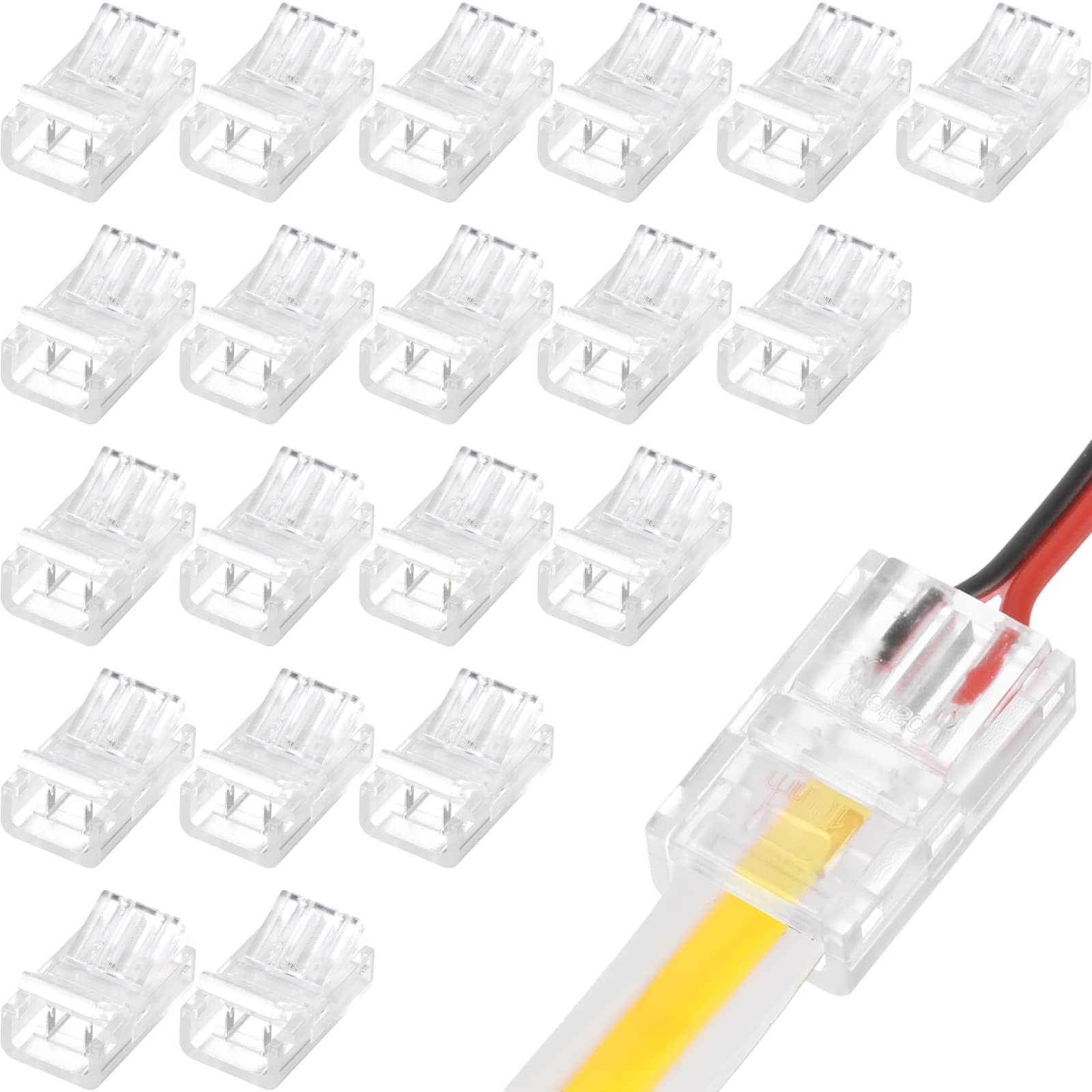 COB LED Strip to Wire Connector 20 Pieces Waterproof LED Adapter ...