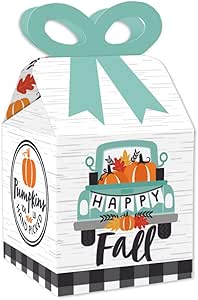 Amazon.com: Big Dot of Happiness Happy Fall Truck - Square Favor Gift ...