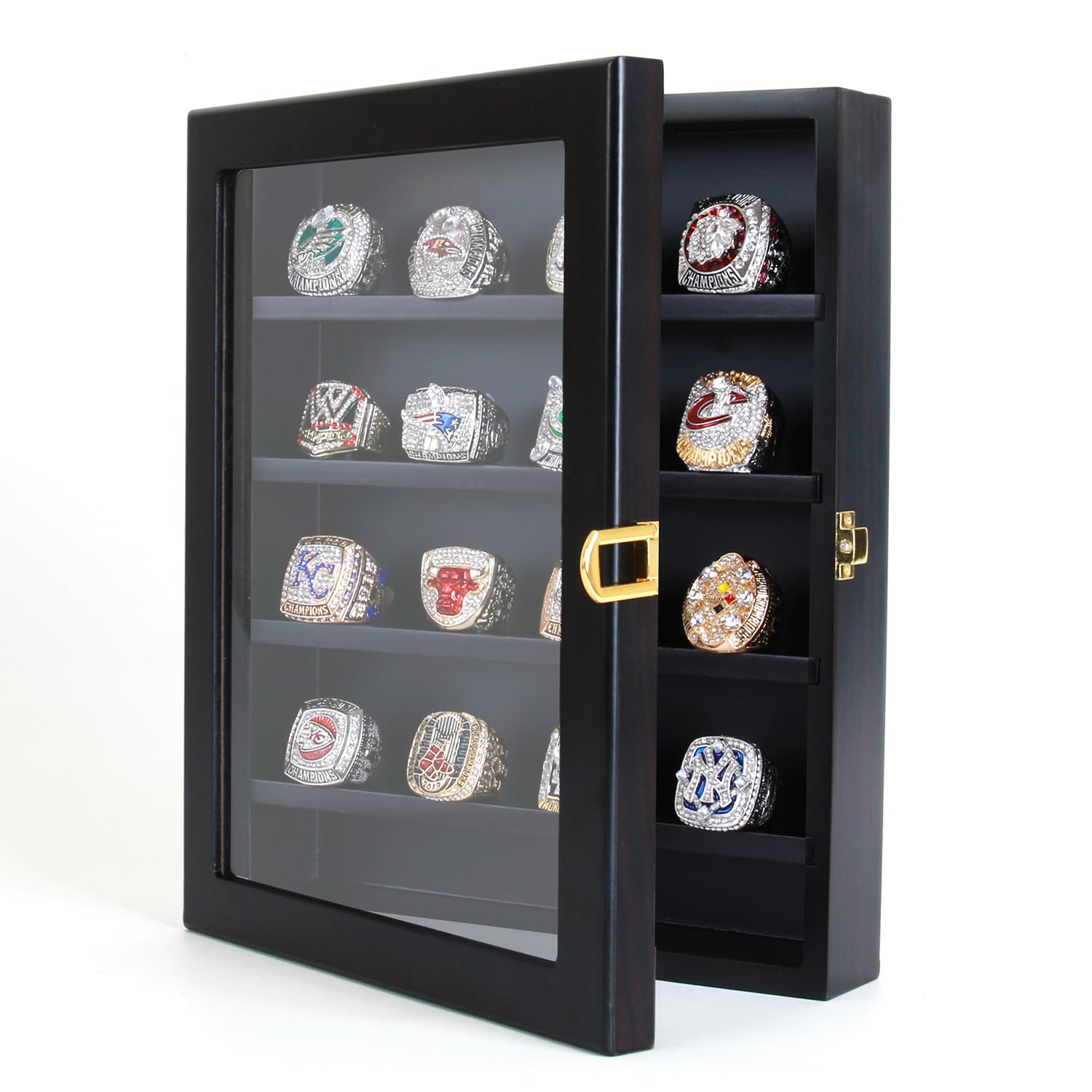 RECHIATO Championship Ring Display Case Baseball Ring Display Wooden ...