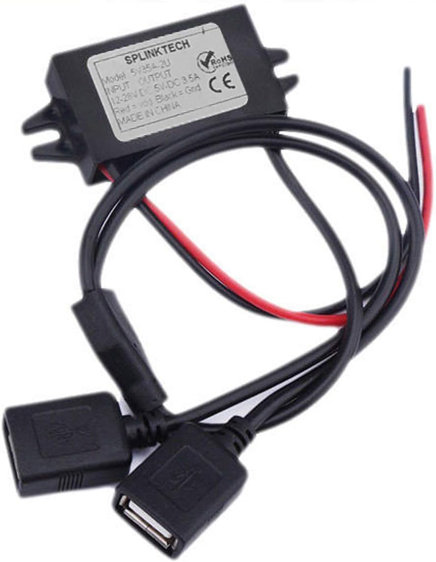 FLYFLY Car Hard Wire Charger, 12V to 5V Dual USB Female Port Charging ...