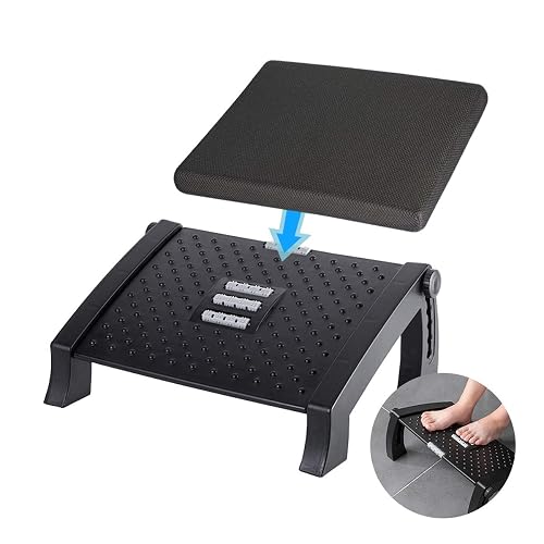 Adjustable Height Foot Rest Under Desk at Work - 6 Height Sturdy Office ...