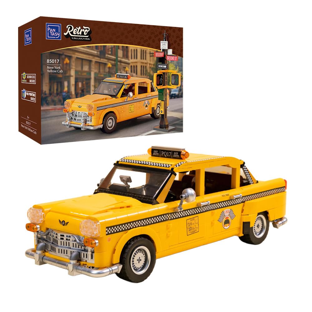 PANTASY Classic 1980s New York Taxi Building Set, Retro New Yorker City ...