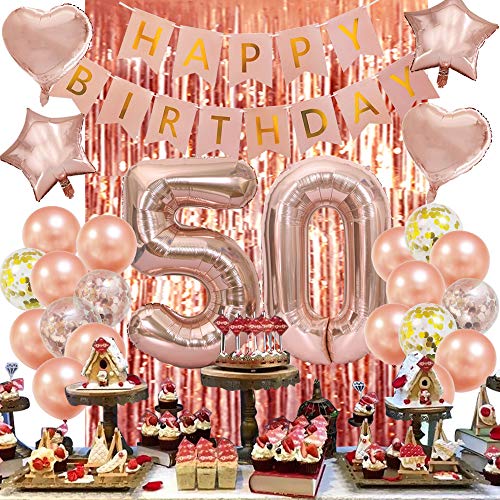 NORTHERN BROTHERS 50th Birthday Decorations For Women Rose Gold Happy 50th Birthday Banner 50 northern-brothers-50th-birthday-decorations-for-women-rose-gold-happy-50th-birthday-banner-50