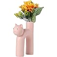Amazon.com: Pink Cat Shaped Ceramic Vase, Kitty Decorative Vase, Floral ...