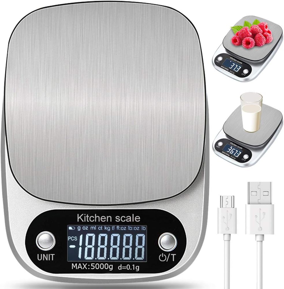 Balance numérique Intelligente pour Cuisine avec Charge USB, 5 kg/11 ...