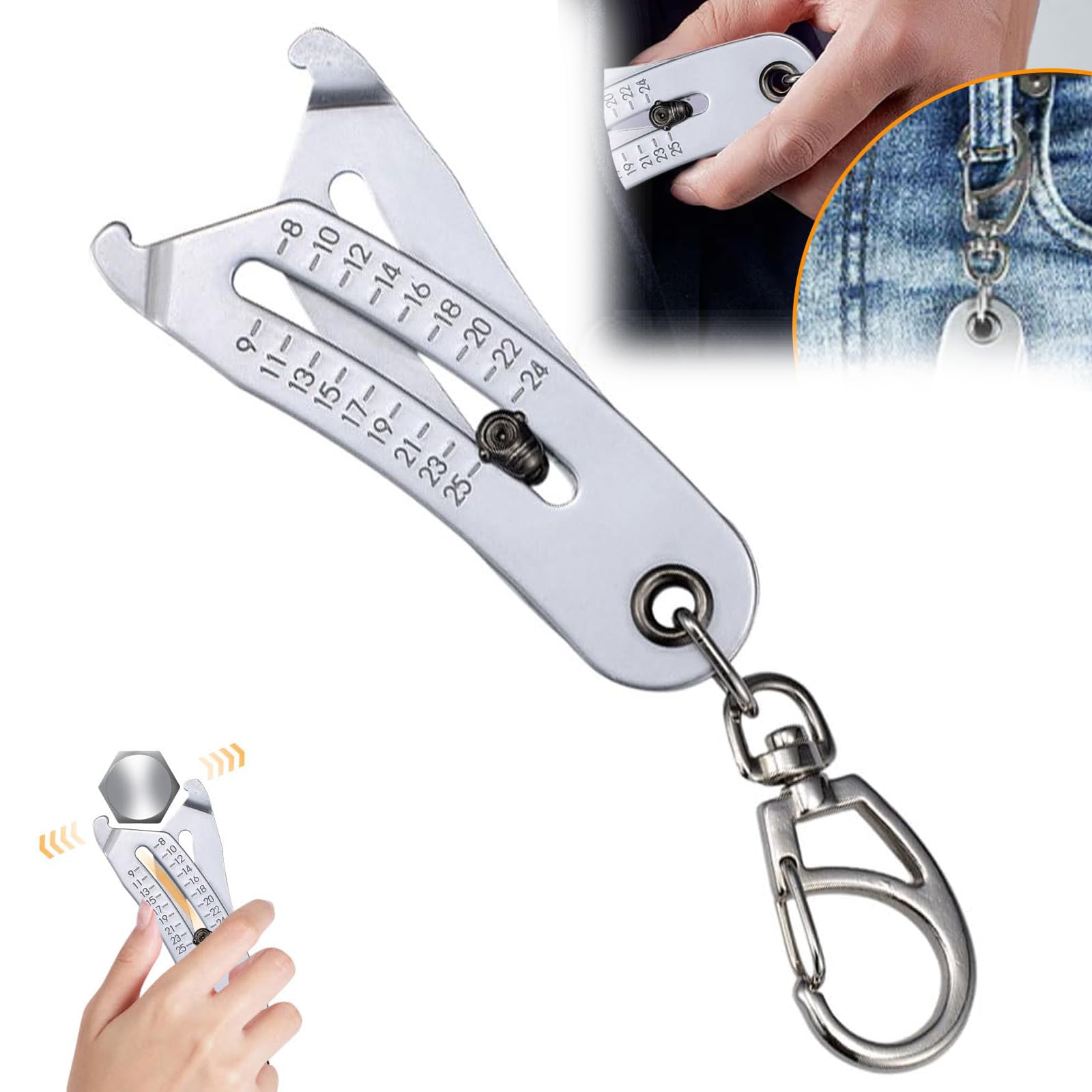 Portable Precise Thread Size Checker Keychain Bolt Size Finder Keychain ...