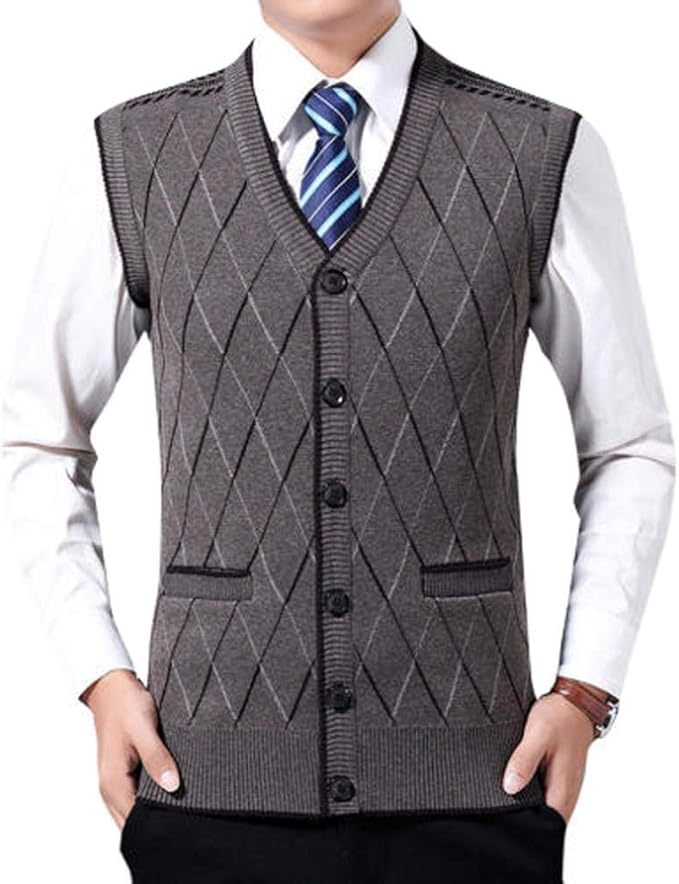 FFAA Winter Herren ärmellose Westen Warme Pullover Strickwesten Lässige ...