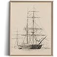 Amazon.com: Coastal Seascape Ocean Etching Print Poster - Ship Boat ...