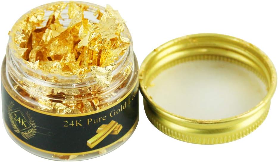 KINNO 24K Edible Gold Leaf Flakes, 25mg Genuine Gold Flakes Decorative ...