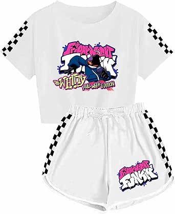 Friday Night Funkin Crop Top and Short for Girl Woman Casual T-Shirt ...
