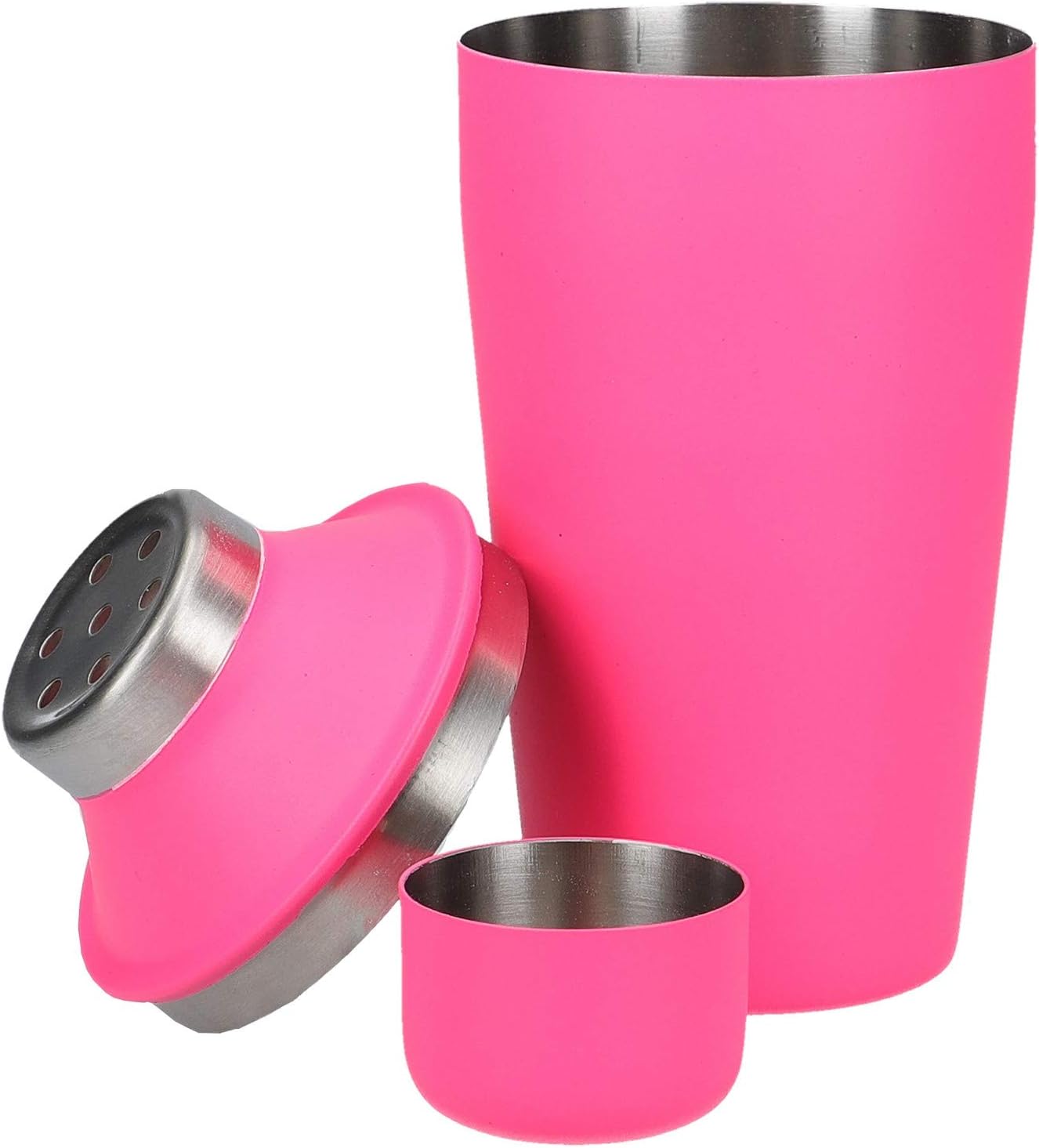 BarCraft BCCSNEONPNK Mini Cocktail Shaker with Recipe, Stainless Steel ...