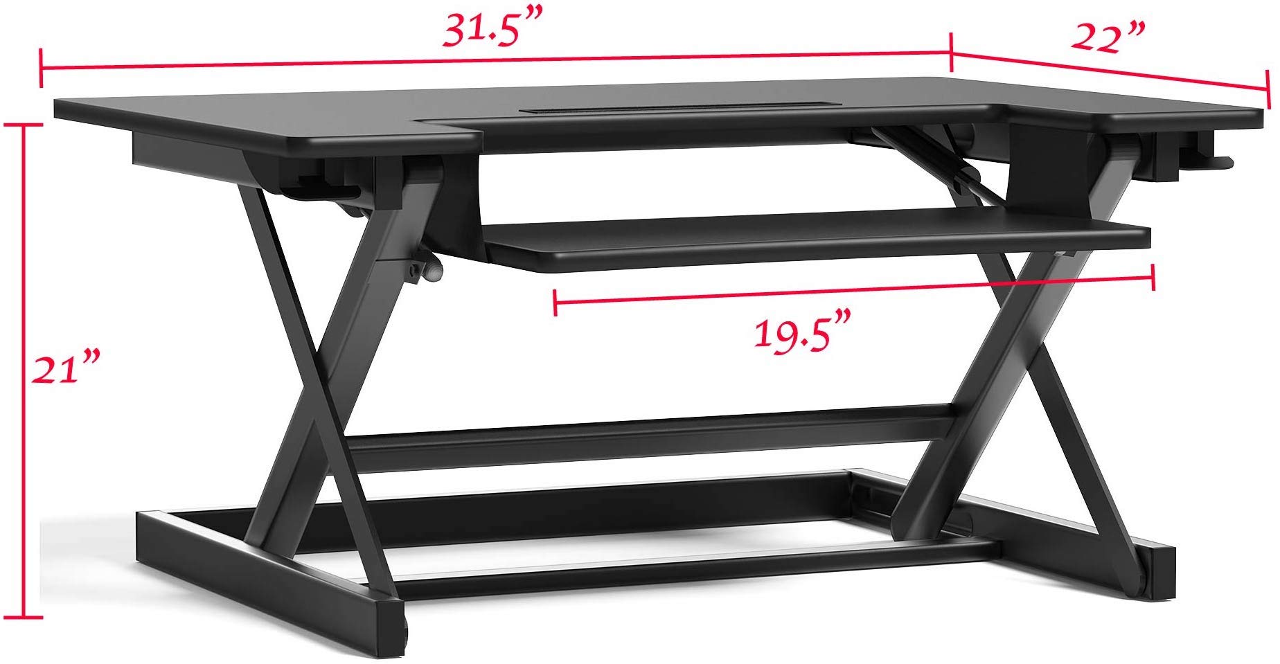 SHW Height Adjustable Sit to Stand Desk Riser Converter Workstation, White