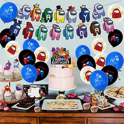 BLATOMY Among Us Birthday Party Decorations, Among Us Theme Game Party ...